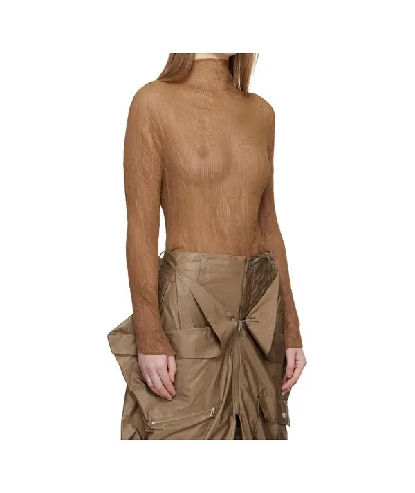 Issey Miyake Pleated Turtleneck Blouse