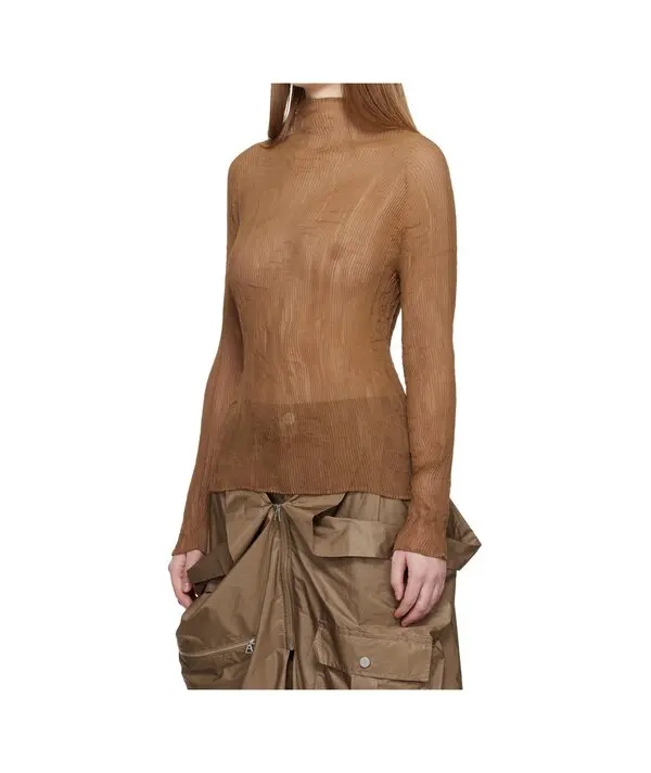 Issey Miyake Pleated Turtleneck Blouse