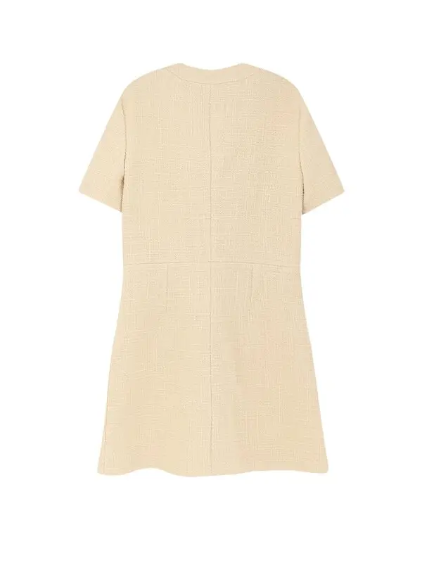 Gucci Textured Tweed Crewneck Short Sleeve Dress - Ivory