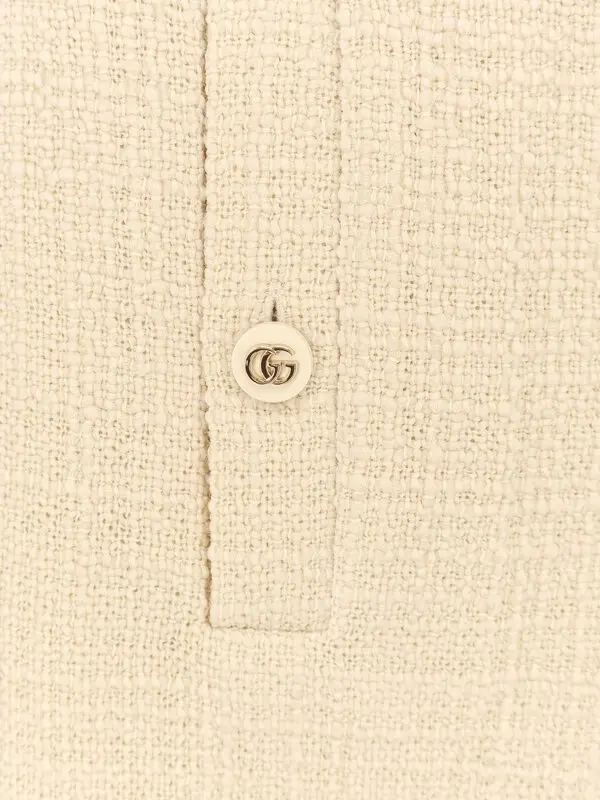 Gucci Textured Tweed Crewneck Short Sleeve Dress - Ivory