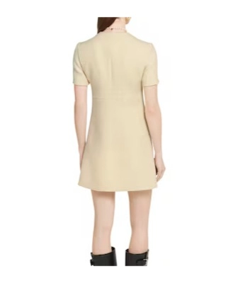 Gucci Textured Tweed Crewneck Short Sleeve Dress - Ivory
