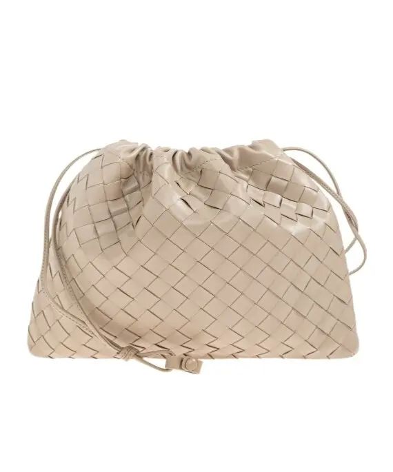 Bottega Veneta Intrecciato Drawstring Shoulder Bag - Beige
