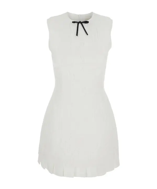 SHUSHU/TONG Sleeveless Bow Trim Crewneck Dress