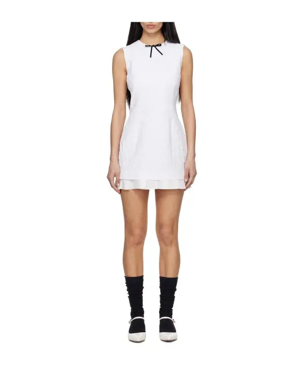 SHUSHU/TONG Sleeveless Bow Trim Crewneck Dress