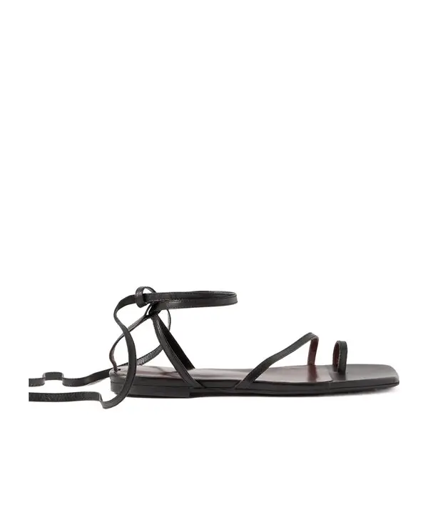 Staud Nicola Lace-up Leather Sandals - Black