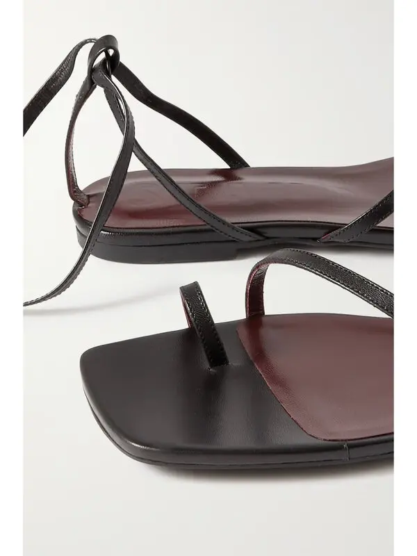 Staud Nicola Lace-up Leather Sandals - Black