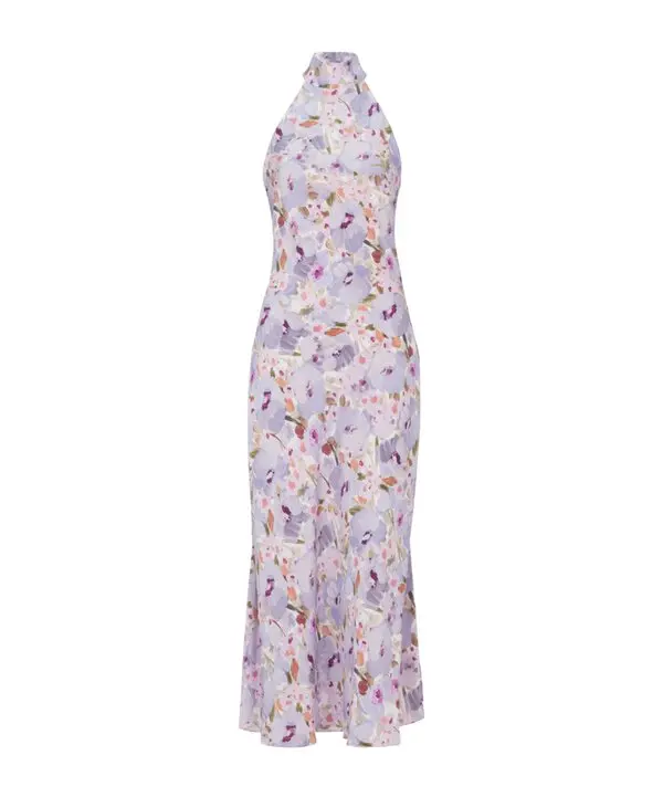 Balmain Printed Poppy Flower High Neck Dress