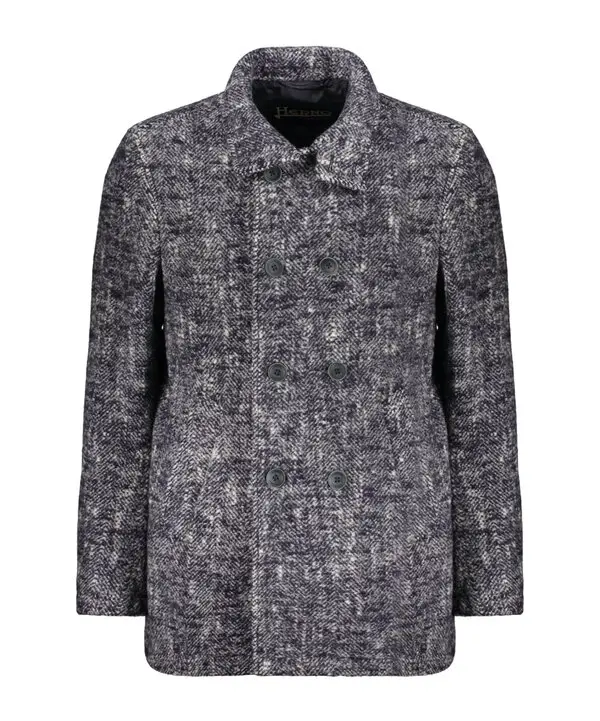Herno Textured Double-breasted Coat - Blue
