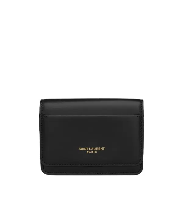 Saint Laurent Snap Closure Business Card Wallet - Black