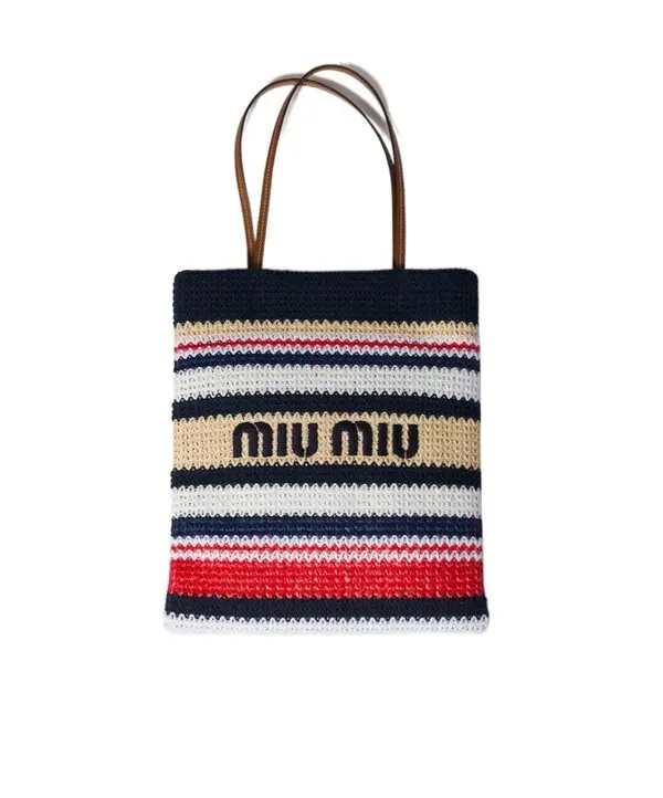 Miu Miu Crochet Striped Top Handle Bag