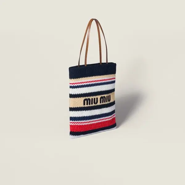 Miu Miu Crochet Striped Top Handle Bag