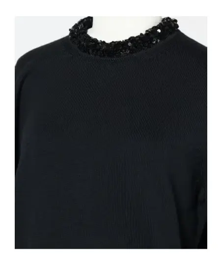 JIL SANDER Sequined Neckline Long-sleeve Sweater