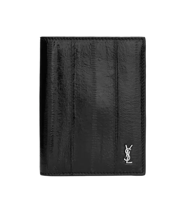 Saint Laurent Tiny Cassandre Credit Card Wallet - Black