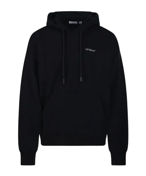 Off-White Logo Print Drawstring Hoodie - Black