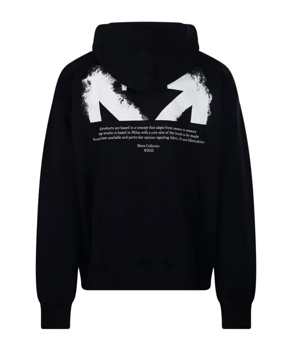 Off-White Logo Print Drawstring Hoodie - Black