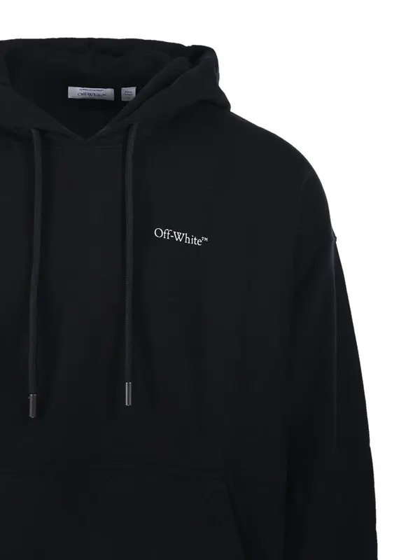 Off-White Logo Print Drawstring Hoodie - Black
