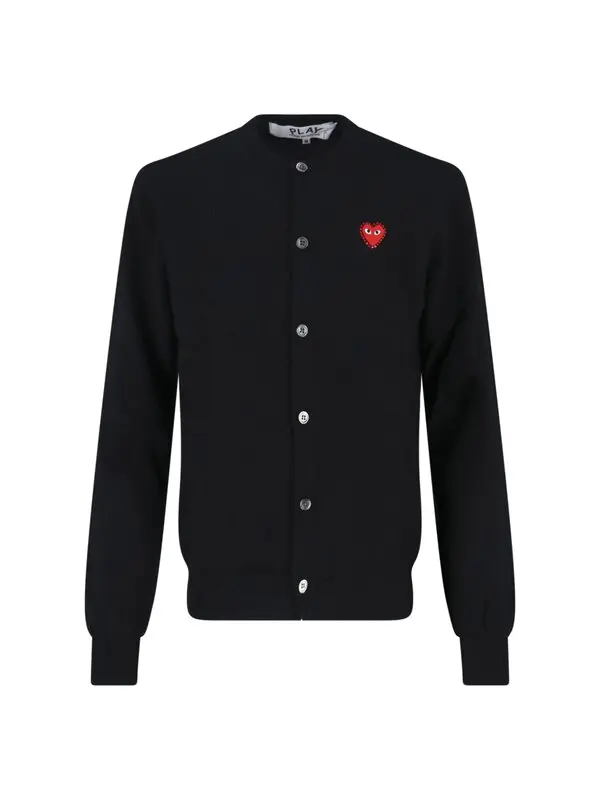 Play Comme Des Garcon Logo Detailed Crewneck Cardigan