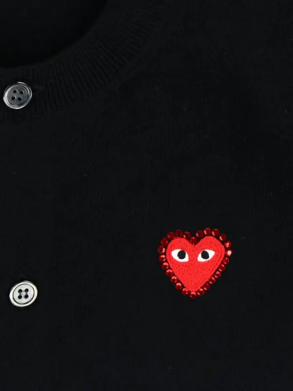Play Comme Des Garcon Logo Detailed Crewneck Cardigan