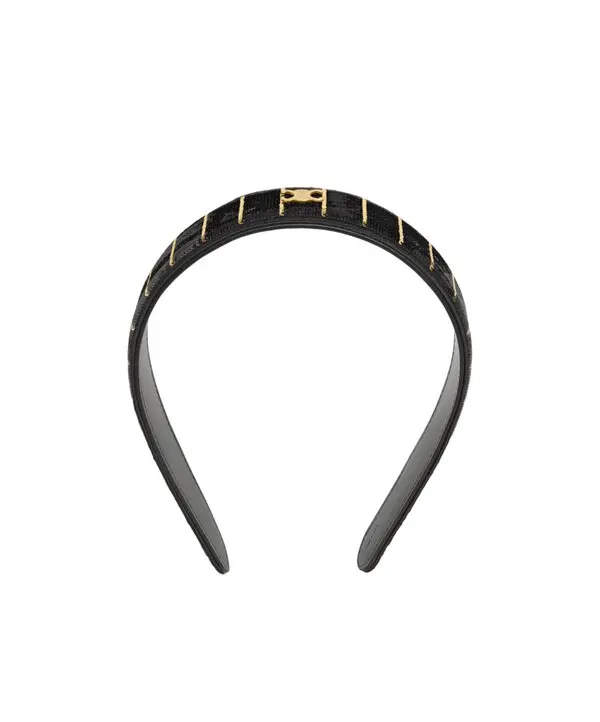 Celine Striped Sequins Headband - Black