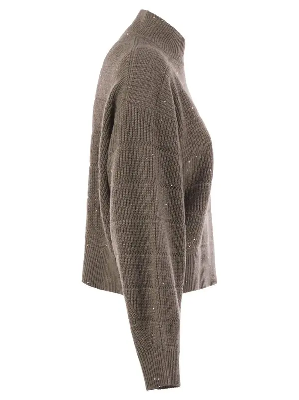 Brunello Cucinelli Ribbed Turtleneck Sweater With Sequins - No