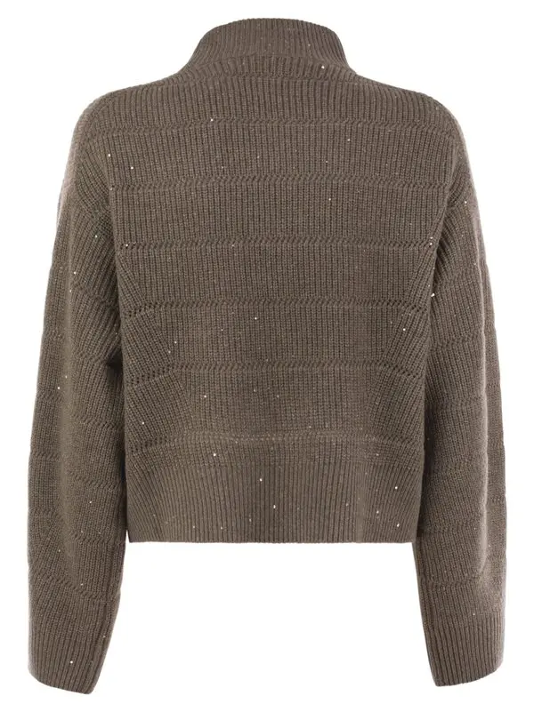 Brunello Cucinelli Ribbed Turtleneck Sweater With Sequins - No