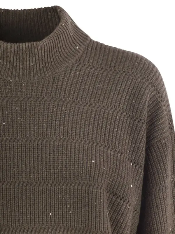 Brunello Cucinelli Ribbed Turtleneck Sweater With Sequins - No