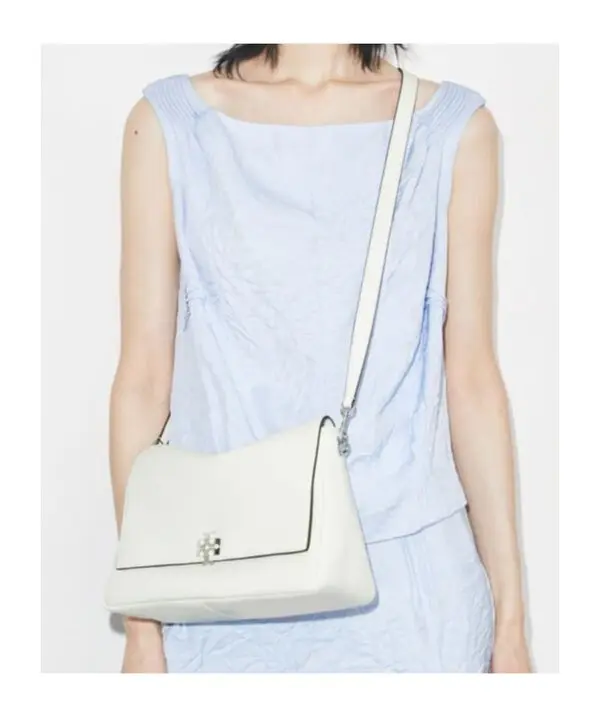 Tory Burch Charlie Flap Shoulder Bag - White
