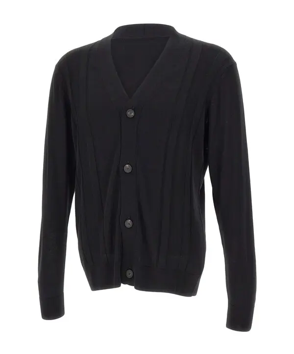 Tagliatore Long-sleeved Knitted V-neck Cardigan - Black