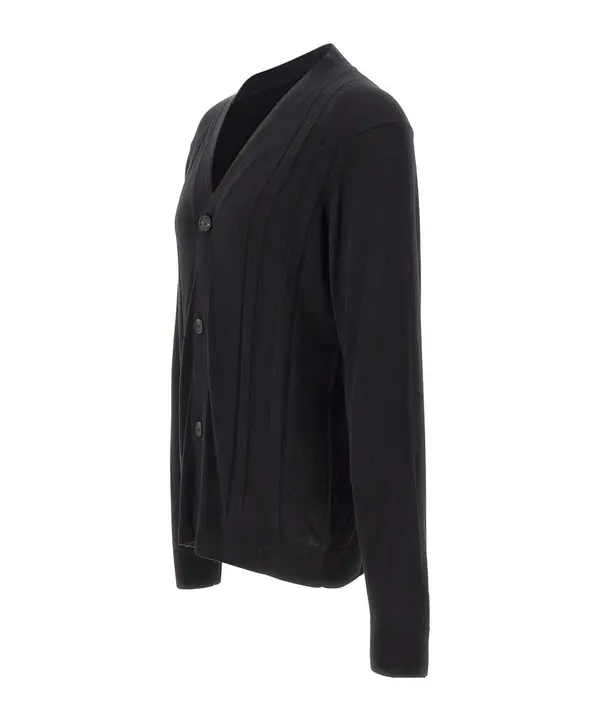Tagliatore Long-sleeved Knitted V-neck Cardigan - Black