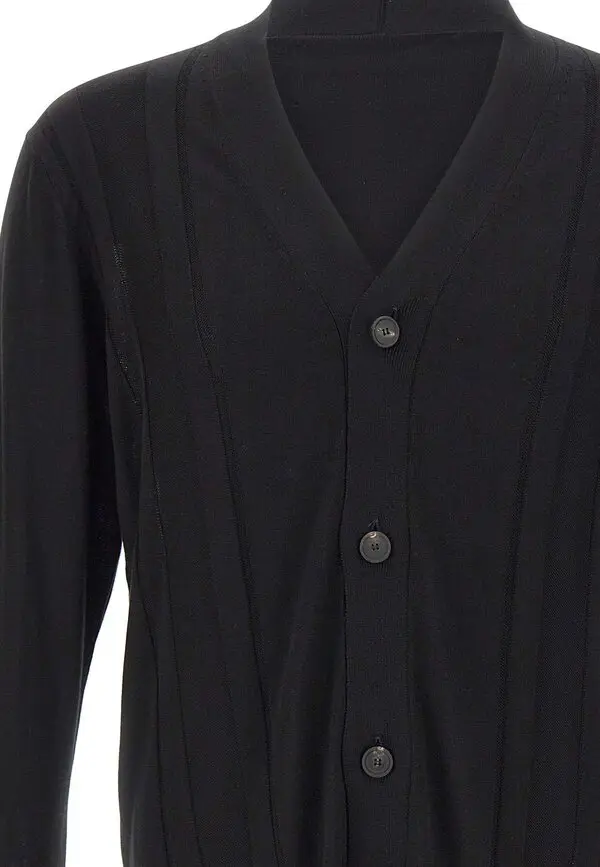 Tagliatore Long-sleeved Knitted V-neck Cardigan - Black