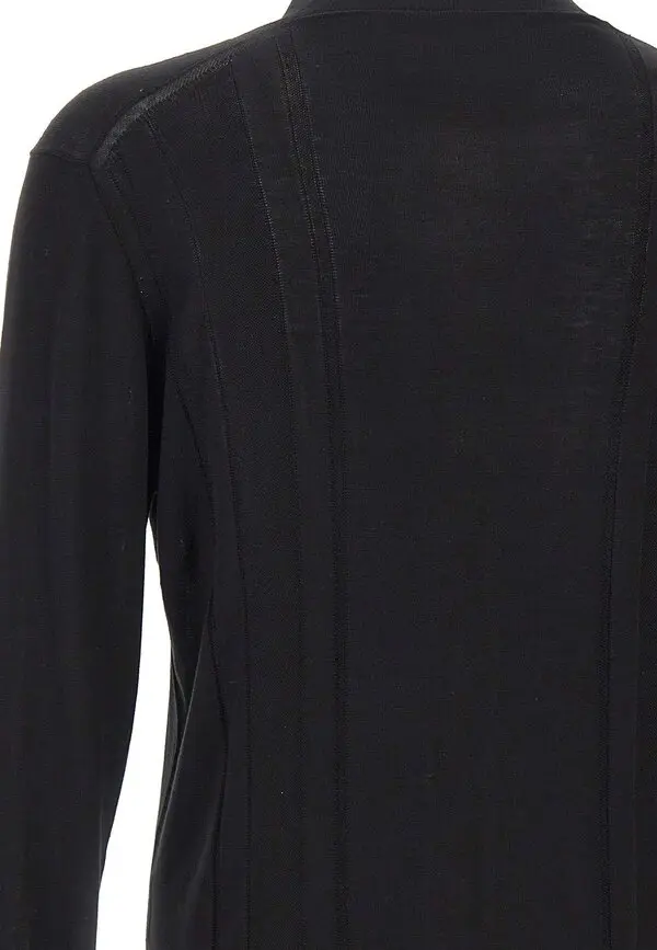 Tagliatore Long-sleeved Knitted V-neck Cardigan - Black