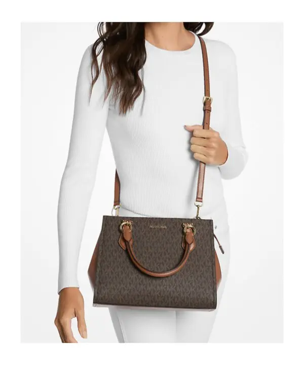 Michael Kors Marilyn Medium Signature Logo Convertible Satchel - Brown
