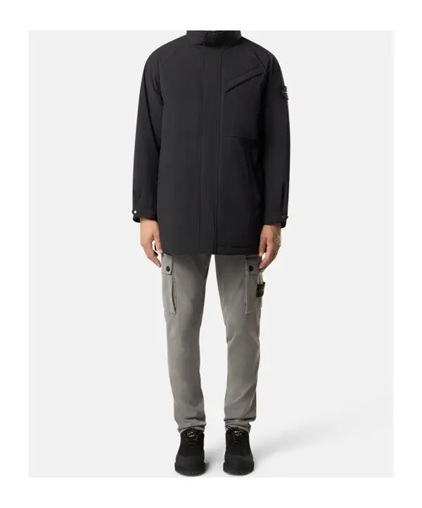 Stone Island Logo-patch Padded Coat - Black