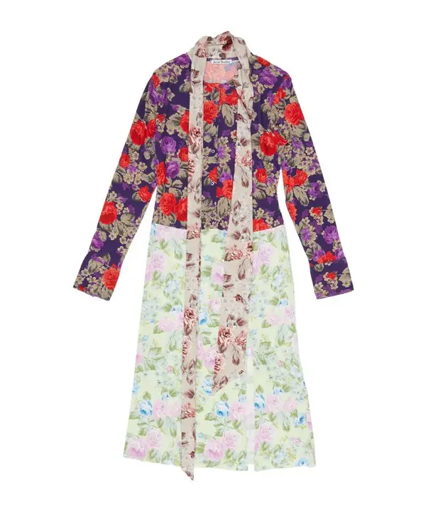 Acne Studios Floral Printed Long Sleeve Dress