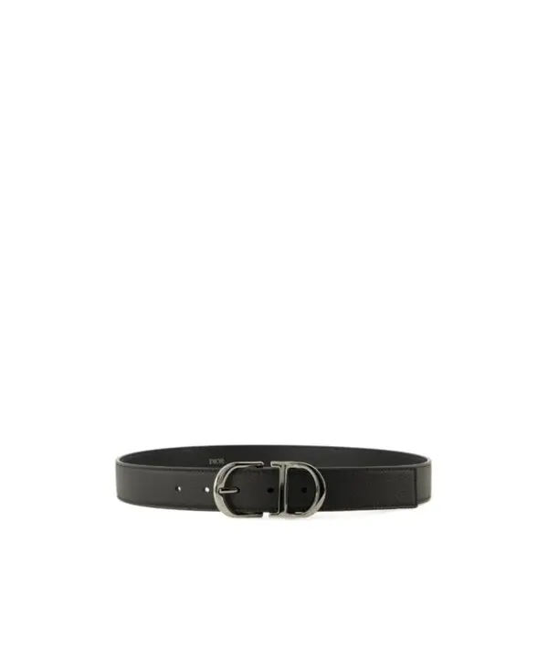 Dior Logo Plaque Buckled Belt - Black