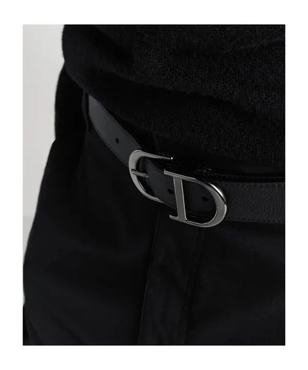 Dior Logo Plaque Buckled Belt - Black