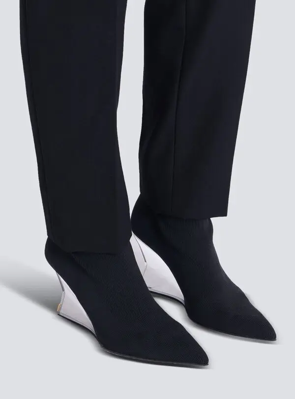 Balmain Wedge Knit Ankle Boots