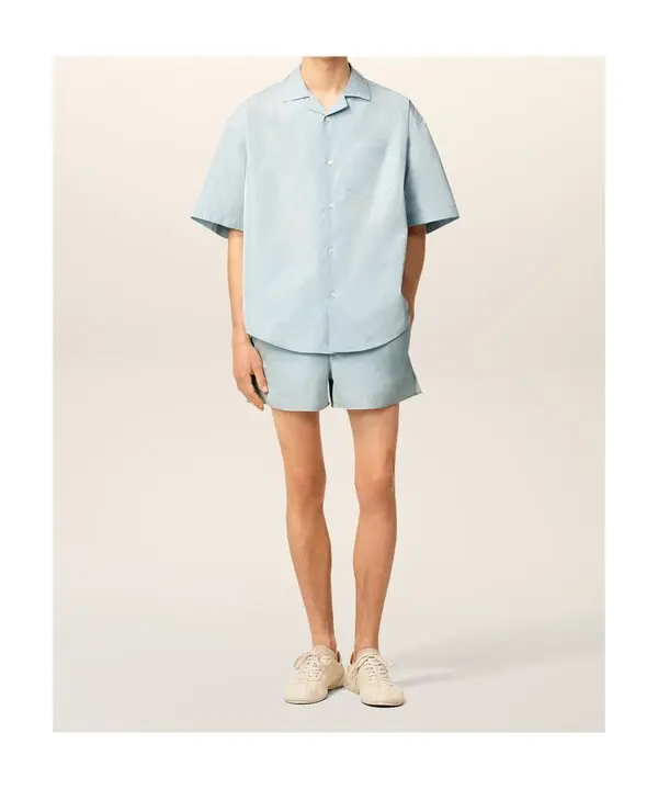AMI Paris Taffetas Short-sleeved Boxy Shirt - Sky-blue
