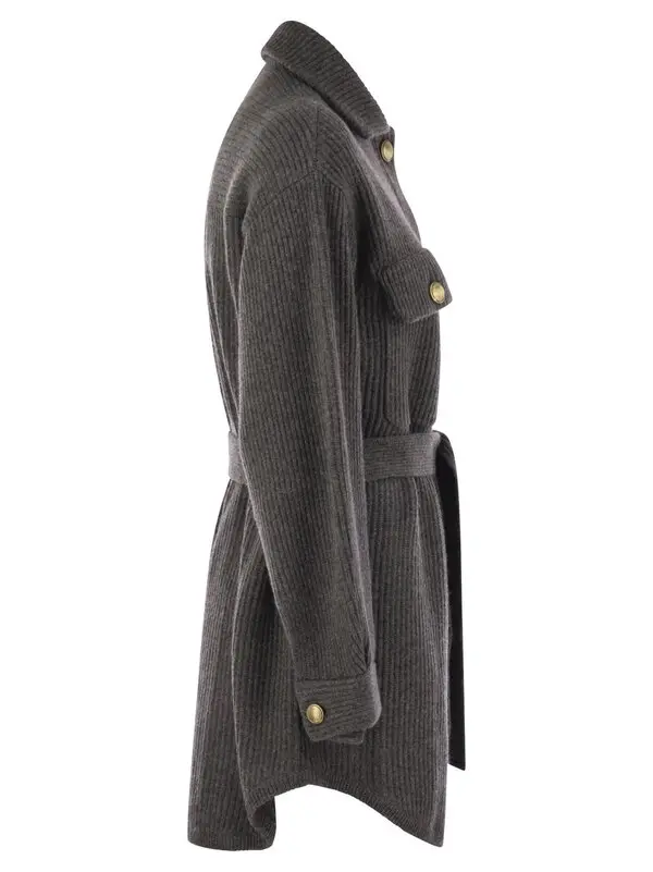 Brunello Cucinelli Long-sleeved Ribbed Belted Cardigan