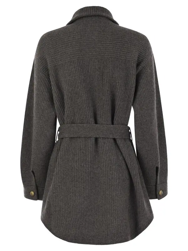 Brunello Cucinelli Long-sleeved Ribbed Belted Cardigan