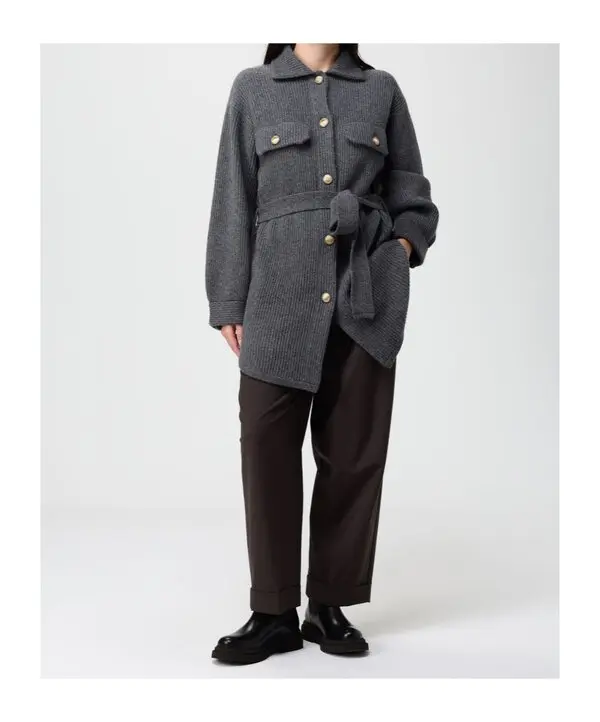 Brunello Cucinelli Long-sleeved Ribbed Belted Cardigan