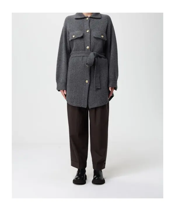 Brunello Cucinelli Long-sleeved Ribbed Belted Cardigan