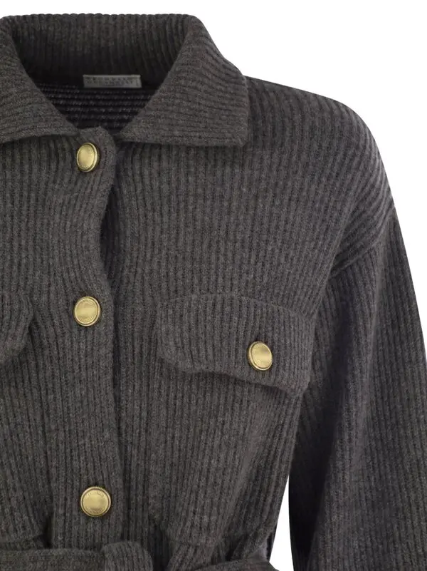 Brunello Cucinelli Long-sleeved Ribbed Belted Cardigan