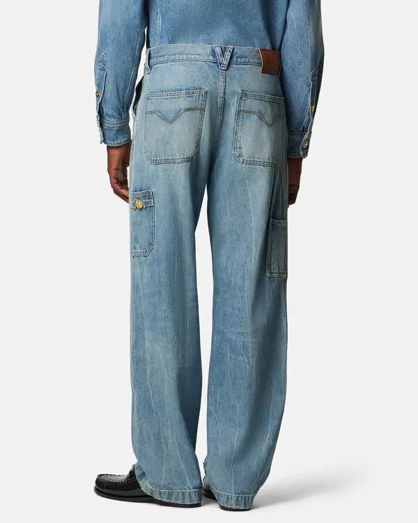 Versace Logo Patch Cargo Jeans