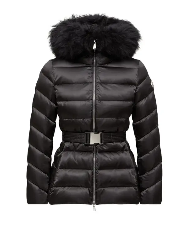 Moncler Short Padded Jacket With Shearling Trim