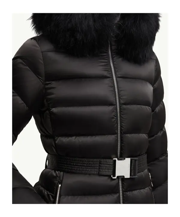 Moncler Short Padded Jacket With Shearling Trim