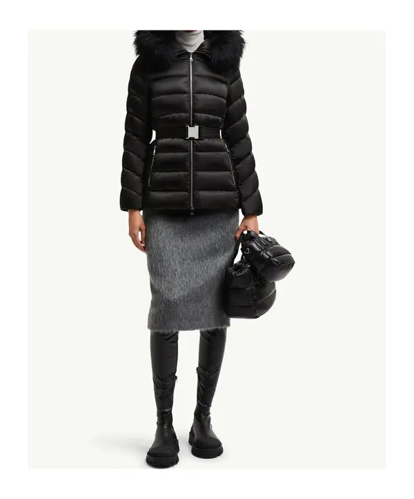 Moncler Short Padded Jacket With Shearling Trim