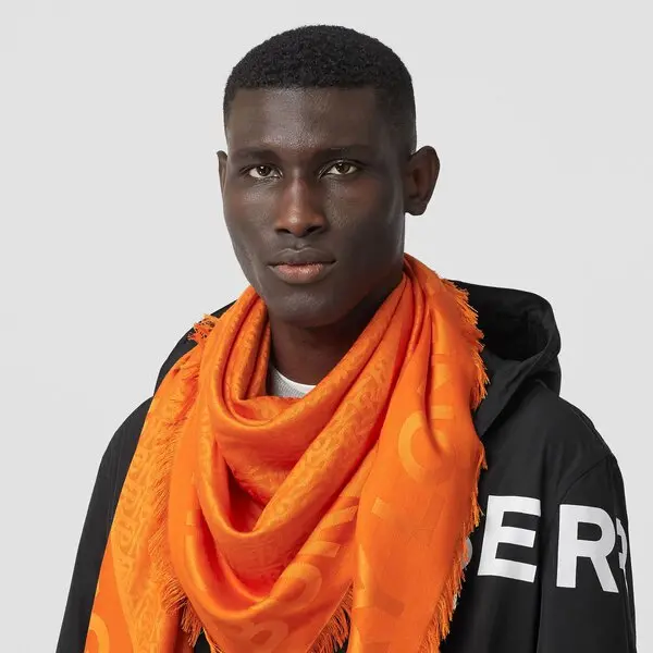 Burberry Rugged Logo Print Jacquard Large Square Towel