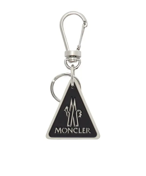Moncler Logo Enamel Triangle Keychain - Black