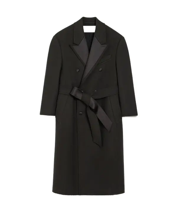 Ami Long-sleeved Belted Coat - Charcoal-grey